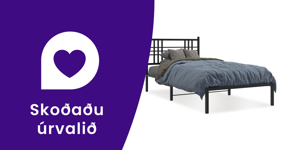 vidaXL málmrúmgrind án dýnu með höfuðgafli Svartur 90x200cm - Vöruleit ...