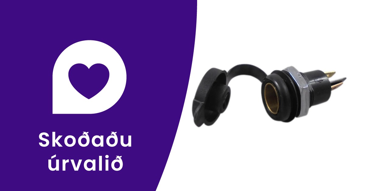 Innstunga 12V með loki gatmál Ø: 18mm - Vöruleit Já.is