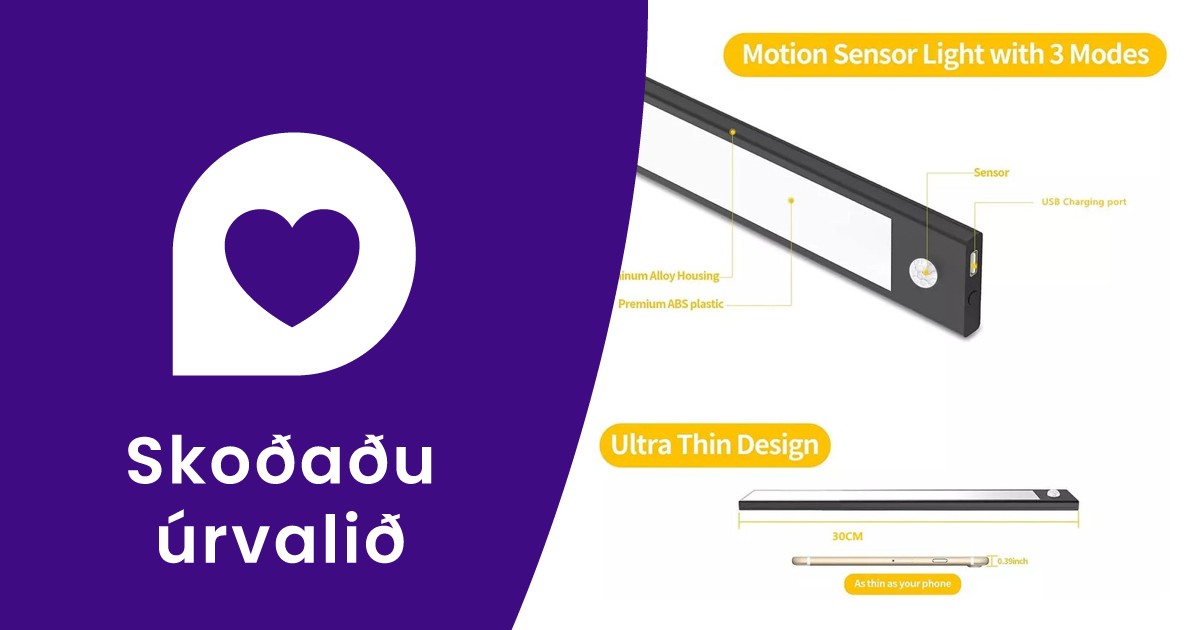 LED skápa ljós með hreyfiskynjara-USB - Vöruleit Já.is